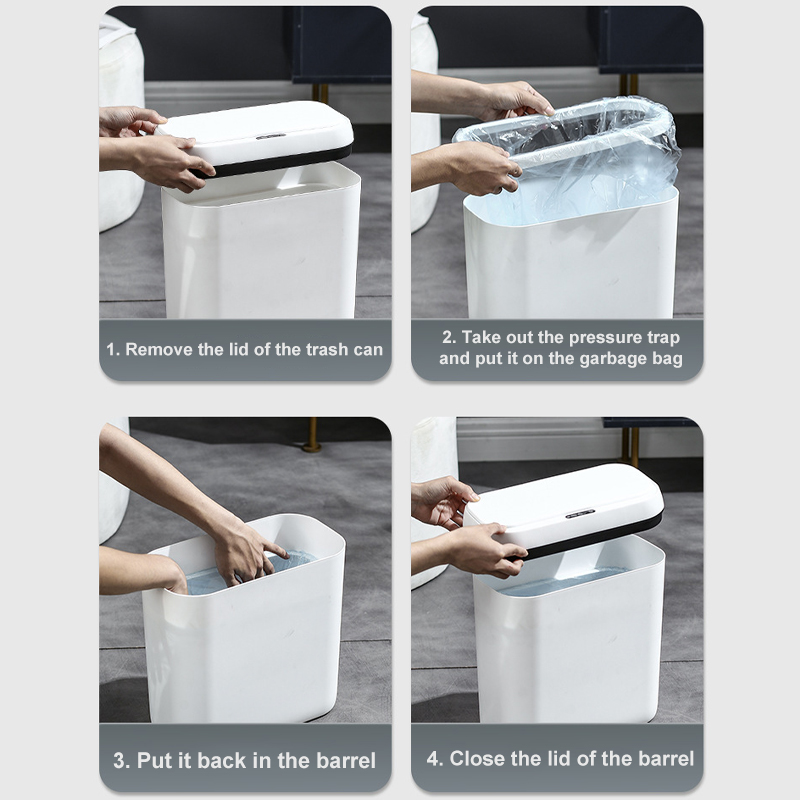 SUNNY SPACES 15L Automatic Trash Bin Smart Trash Can USB Charge ...