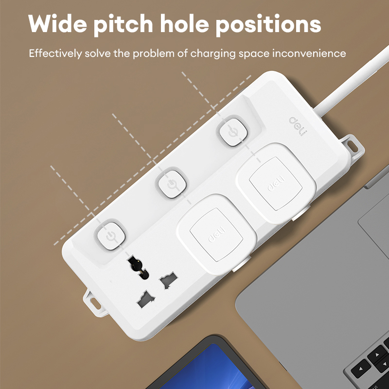 Deli 2/3/5M Extension Cord With Individual Switch Universal Electric ...