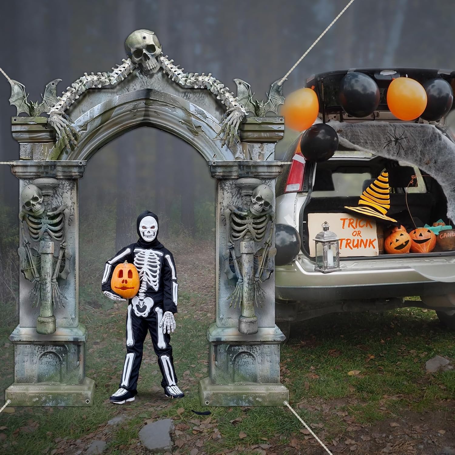 Halloween Skeleton Party Decorations Scary Tombstones Door Banner ...