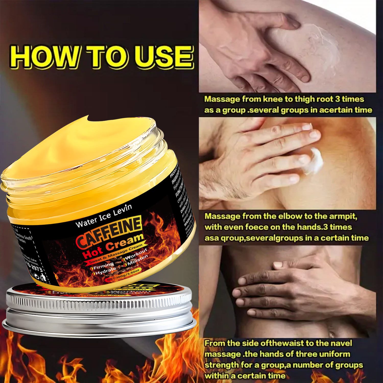 Caffeine Hot Cream, a body sculpting cellulite workout cream for both ...