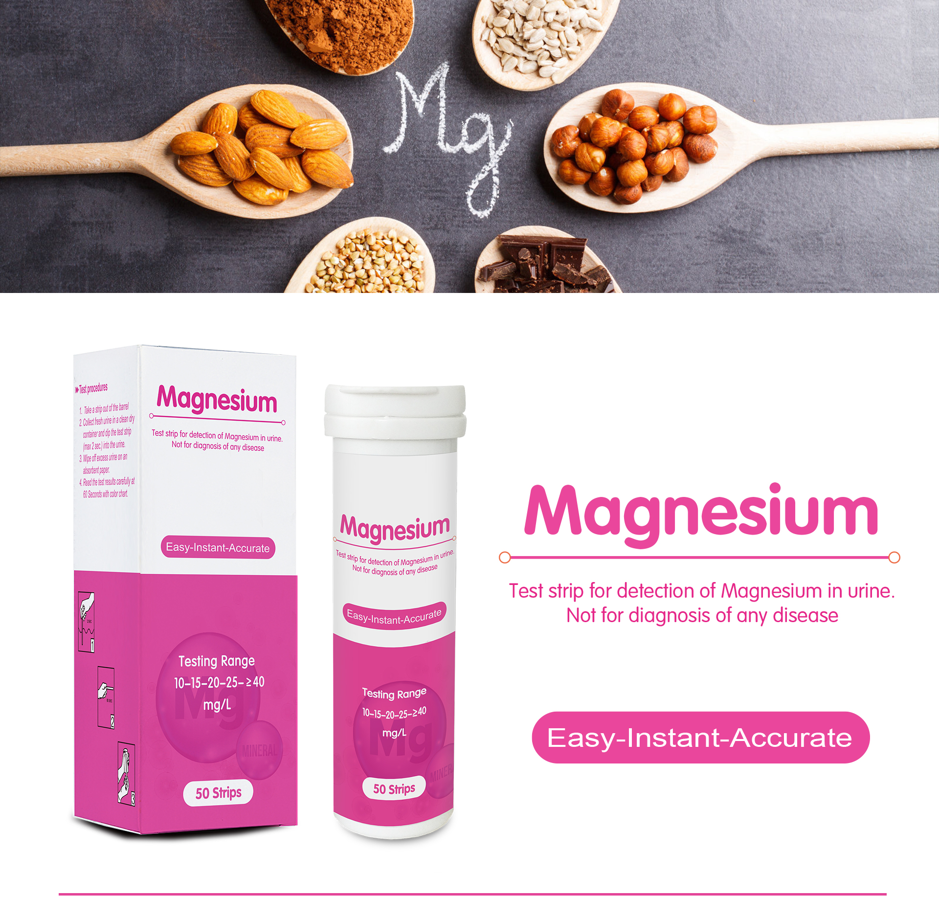 50pcs Test Strips for Detection of Magnesium in Urine at Home Hospital ...