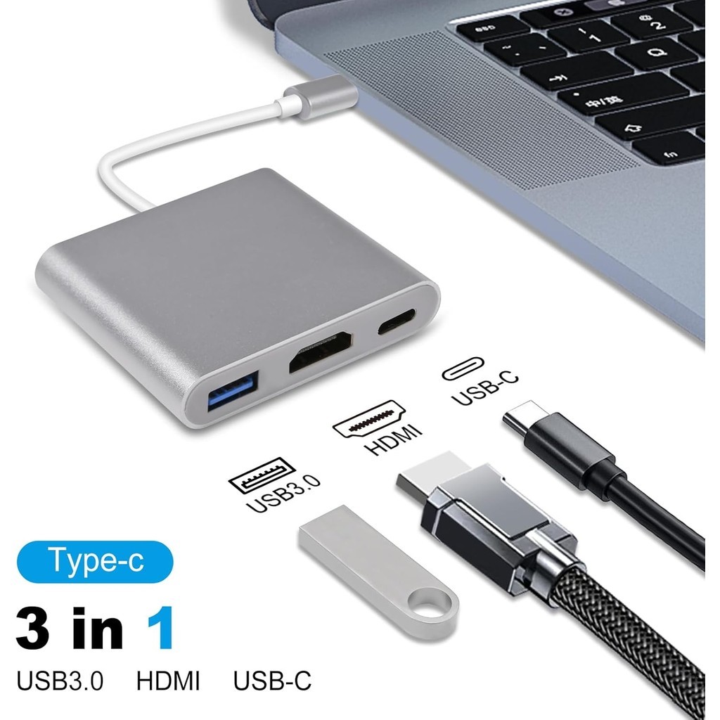 Type-C Multiport Adapter Featuring 4K HDMI, PD Charging, USB Expander ...