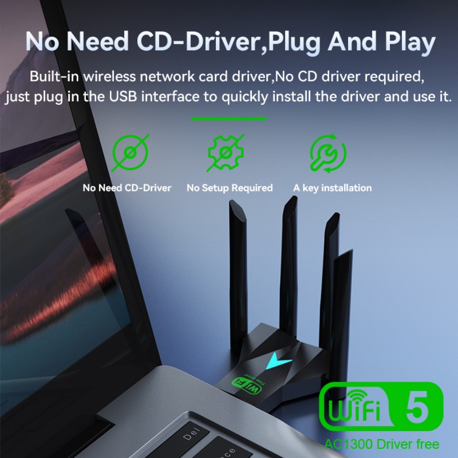 6500Mbps Dual Band USB WiFi Adapter 2.4G-5.8GHz Wireless Network Card ...