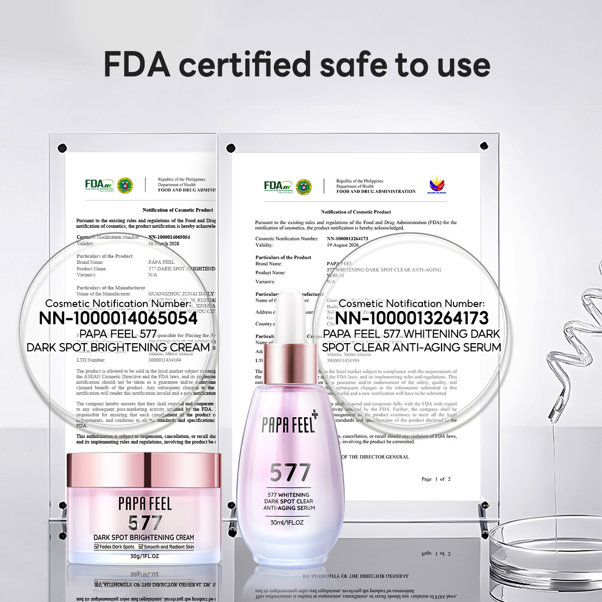 PAPA FEEL 577 Dark Spot Whitening Set (Serum 30ml + Cream 30g ...