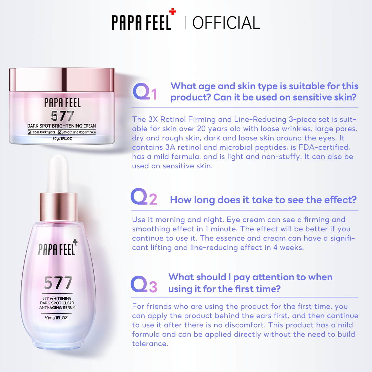 PAPA FEEL 577 Dark Spot Whitening Set Gentle Brilliant Cream Beauty ...