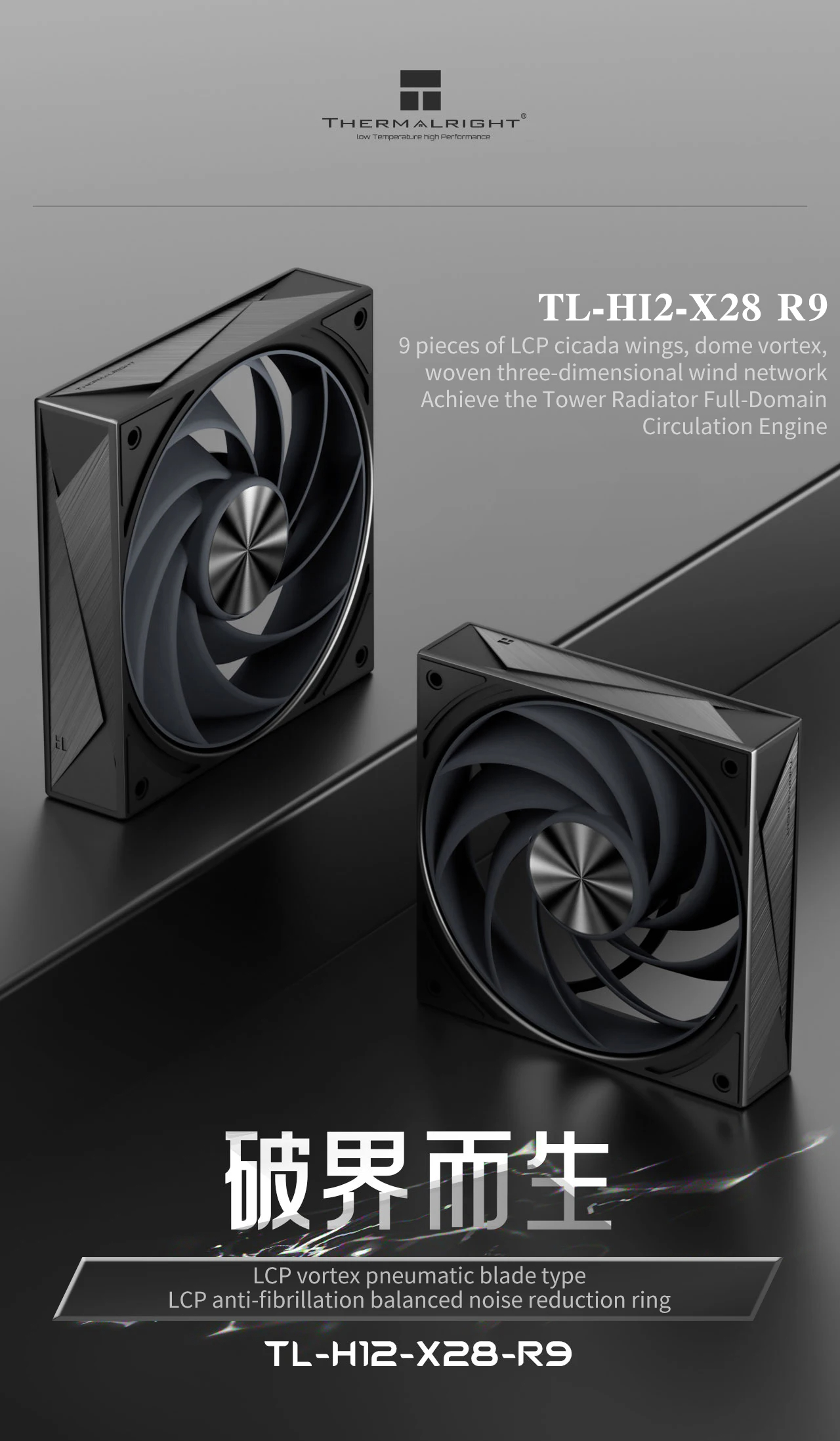 Thermalright H12 28cm thick PC case cooling fan with LCP balanced ...