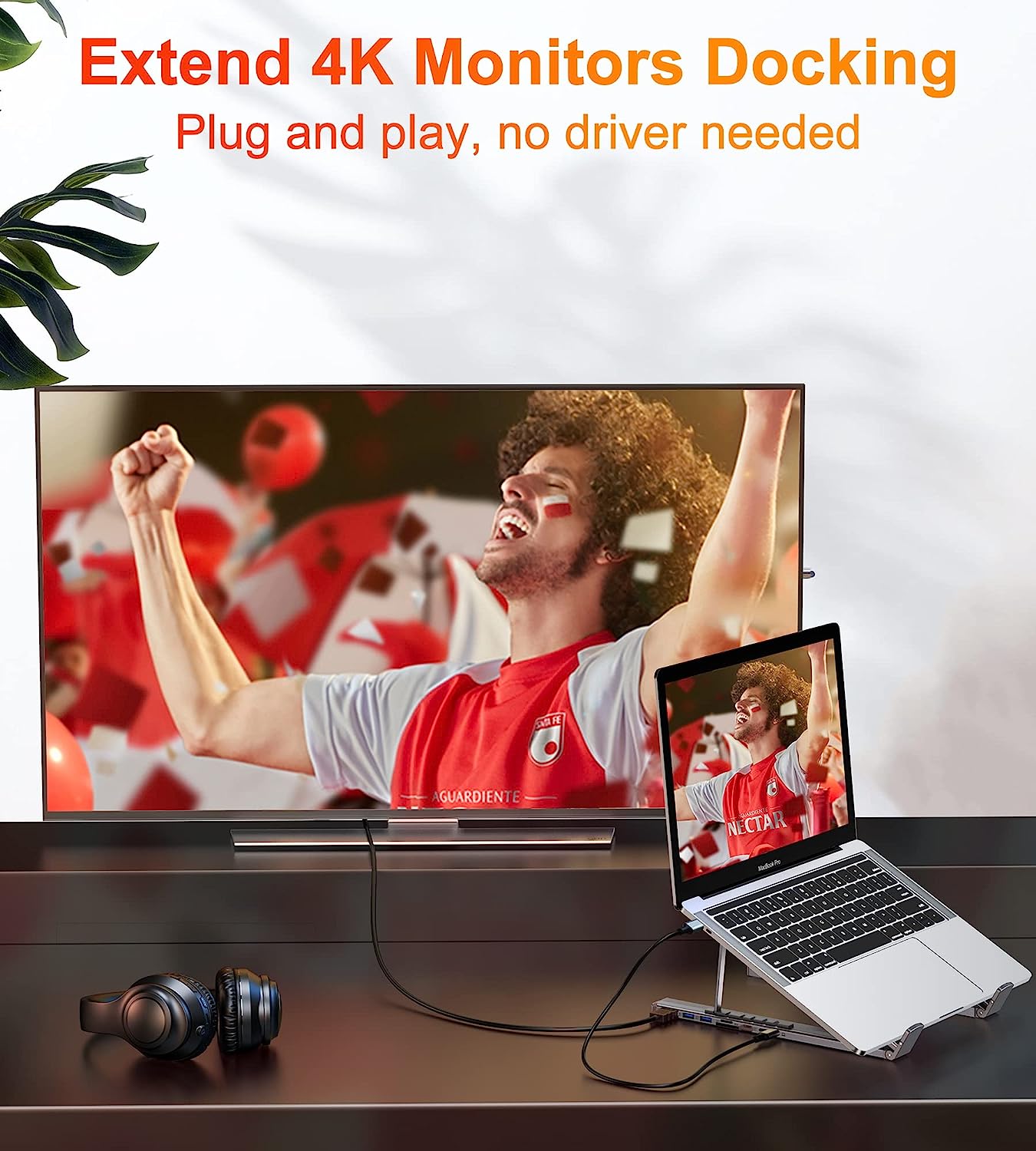 4K dual-screen display 9-in-1 docking station laptop folding stand ...