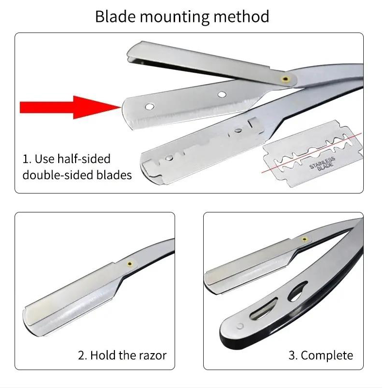 Old-fashioned manual razors, shaving and facial contouring blades ...