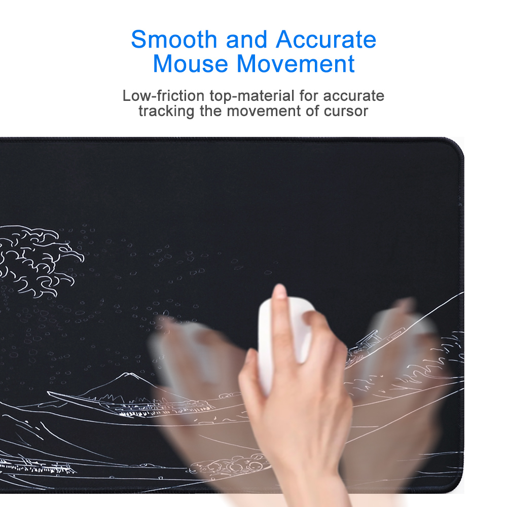 Large Gaming Mouse Pad, Japan Black Sea Wave Mousepads With Non-Slip ...