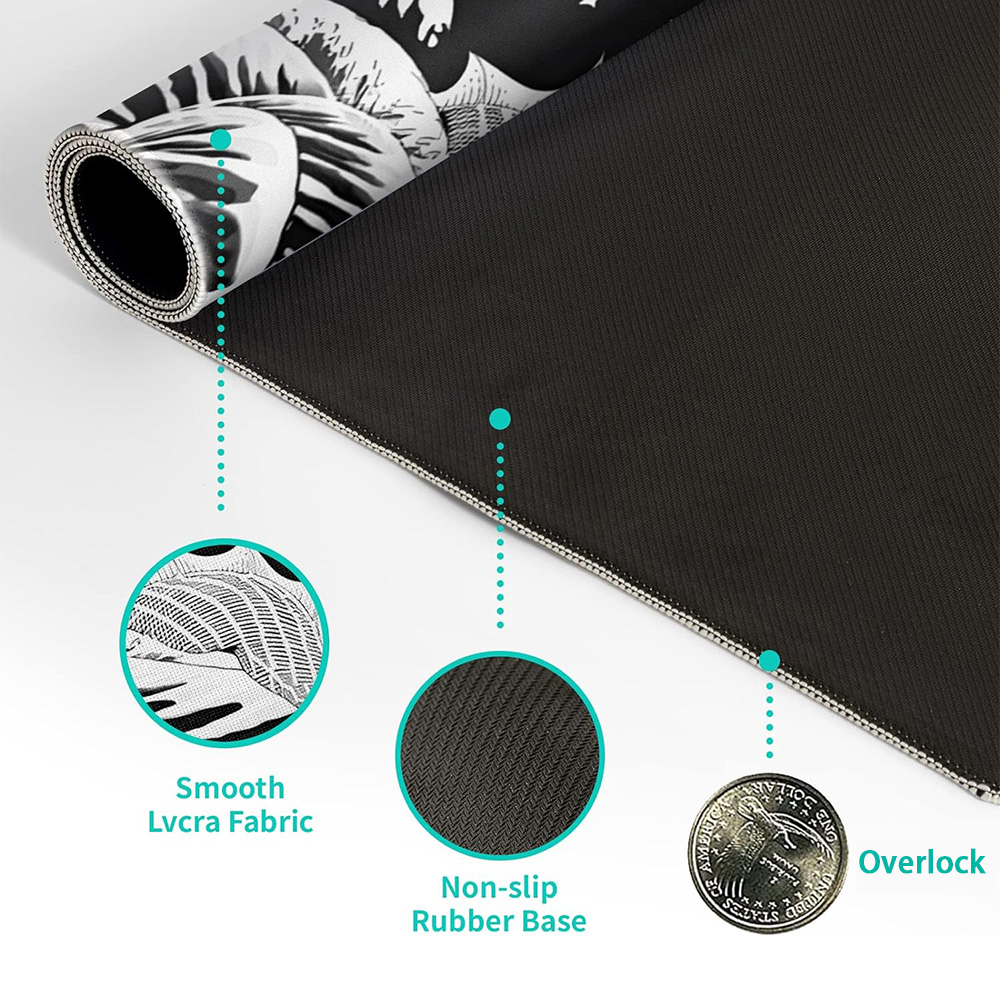 Japanese Sea Wave Dragon Mouse Pad - Black and White Gaming Mouse Mat ...