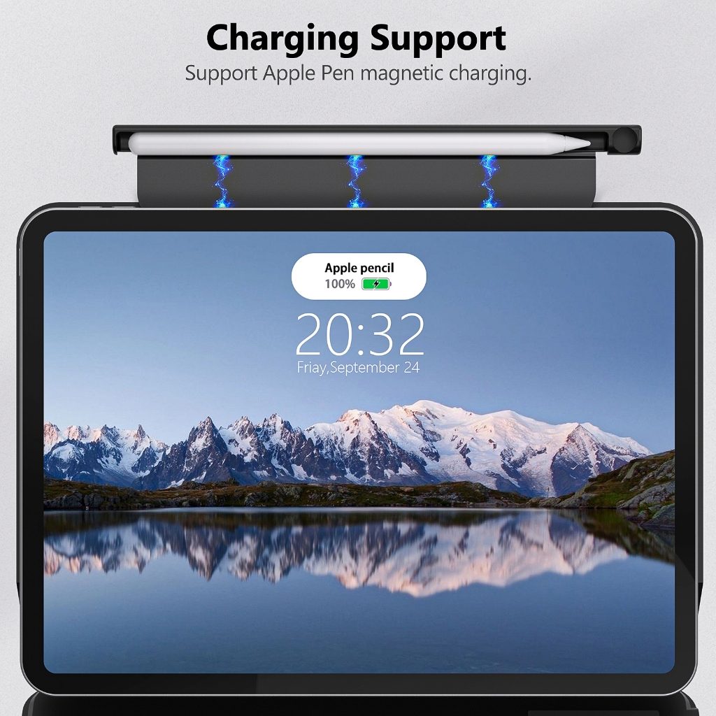 GOOJODOQ Magnetic Suction Case with Stylus Holder Fits Between iPad and ...