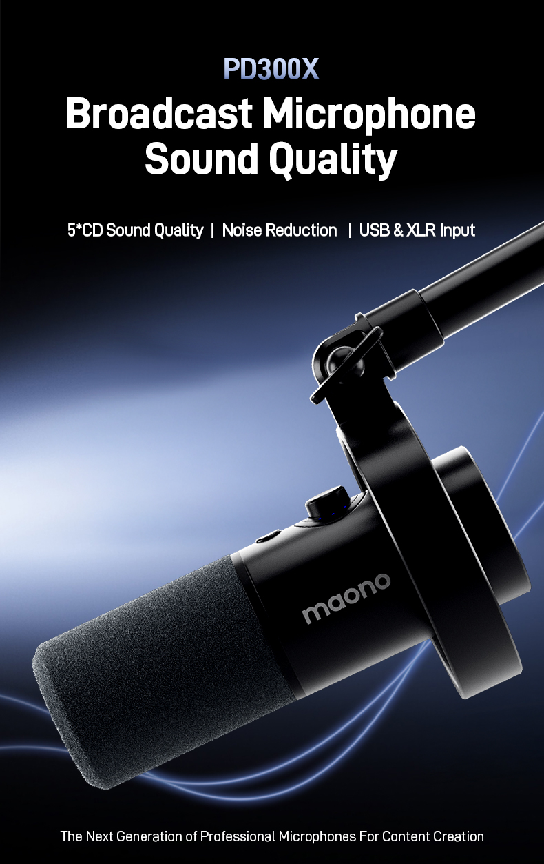 Maono PD300X Dynamic Microphone XLR/USB Dual Mode Podcast Microphone ...