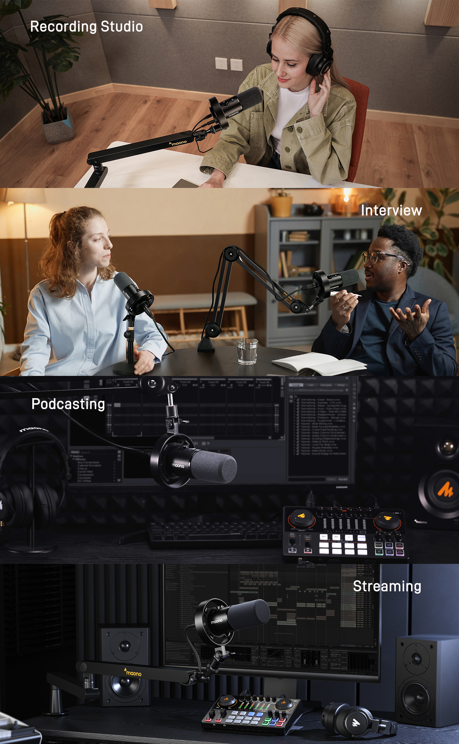 Maono PD300X Dynamic Microphone XLR/USB Dual Mode Podcast Microphone ...