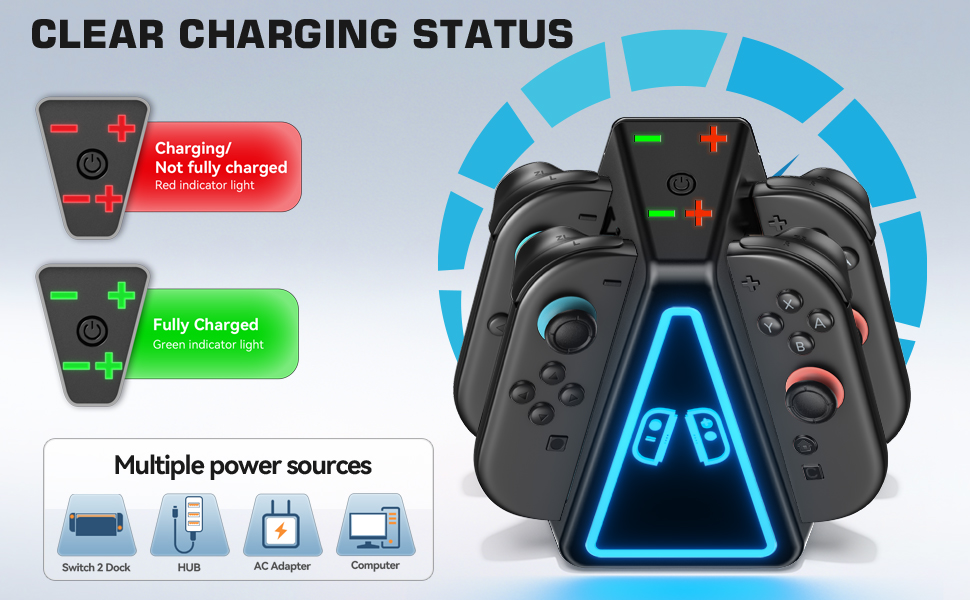 4 IN 1 Joycon Controller Charger for Nintendo Switch, 2-2.5H Fast ...