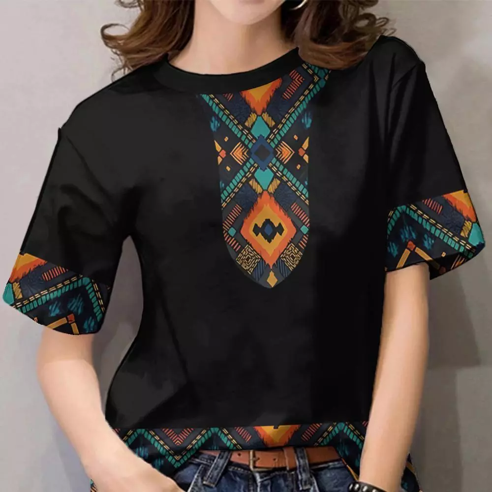 Modern Asean Attire Barong Tagalog T-Shirt For Women Round Neck Short ...