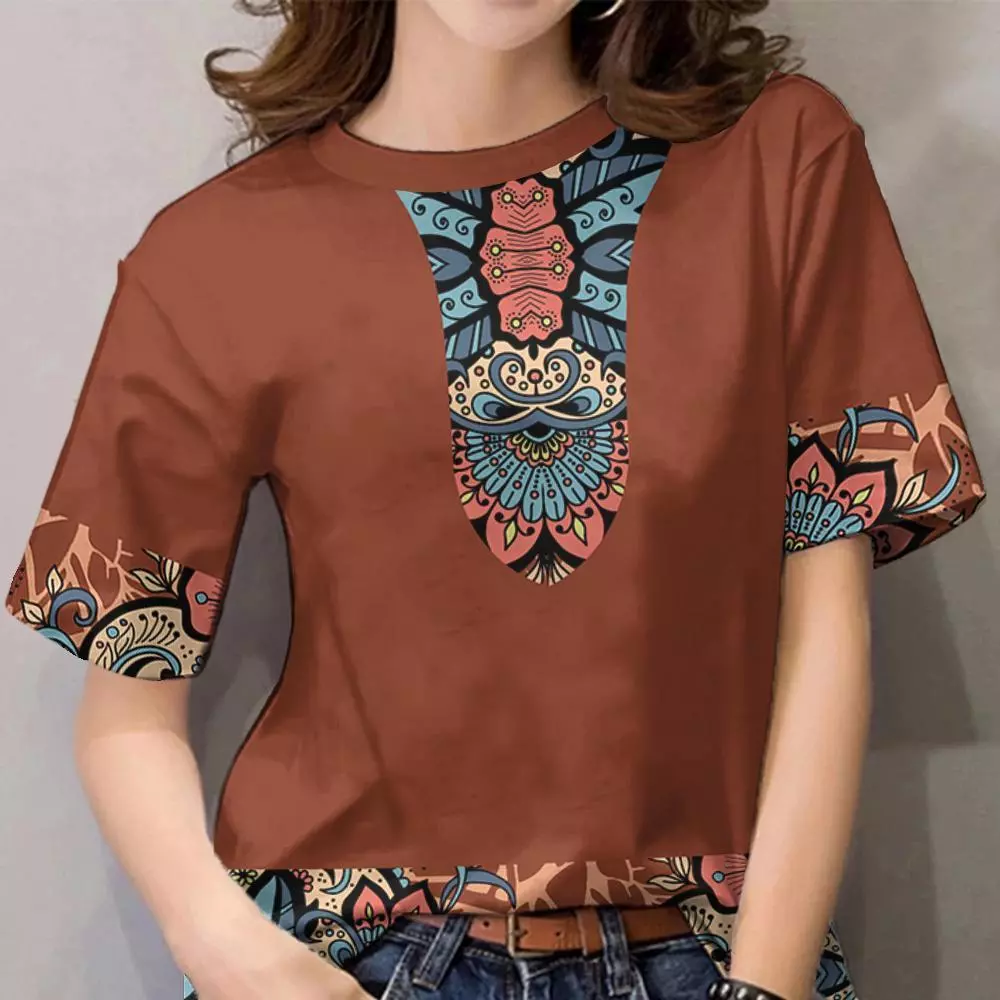 Modern Asean Attire Barong Tagalog T-Shirt For Women Round Neck Short ...