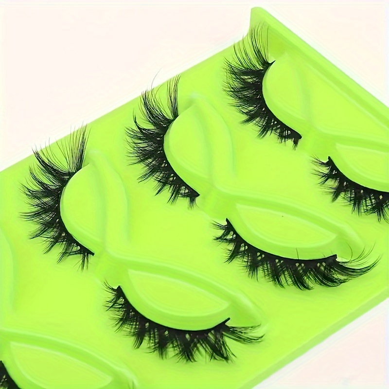 5 pairs of slanted flying cat eye false eyelashes - natural, fluffy ...