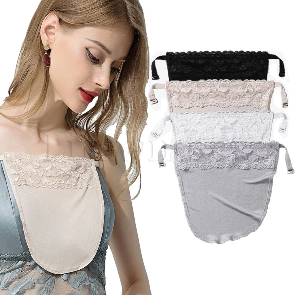 Women's Insertable Camisole Bra - Invisible Clip-On, Lace Faux Back ...