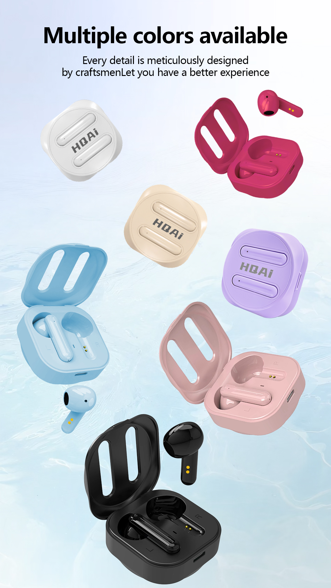 HQAi H9 TWS Earbuds Bluetooth Long Battery Life Wireless Hi-Fi Sound ...