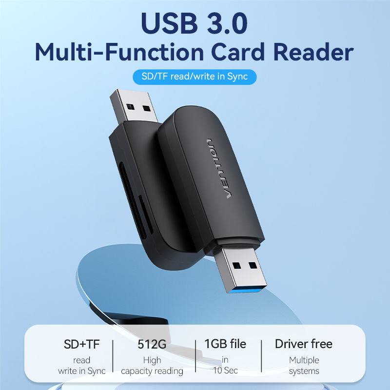 Vention 3 in 1 USB 3.0 Card Reader with Micro Type C OTG 5Gbps Hub for ...