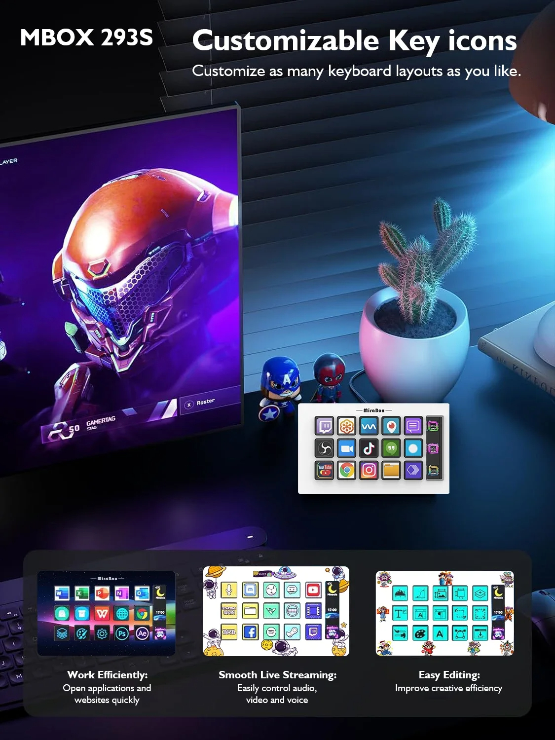 Stream Dock Mini Visual Keyboard 15Keys StreamDeck LCD Button Live Content Creation Controller ...