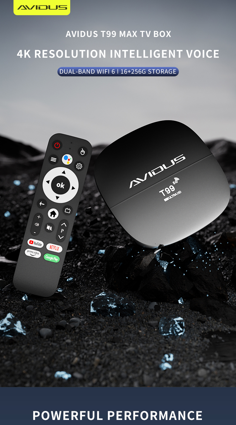 T99 MAX ATV Android TV BOX HD 8K 8+128G H313 Quad Core BT4.0 USB2.0 2.4G&5G Dual Wifi Voice ...