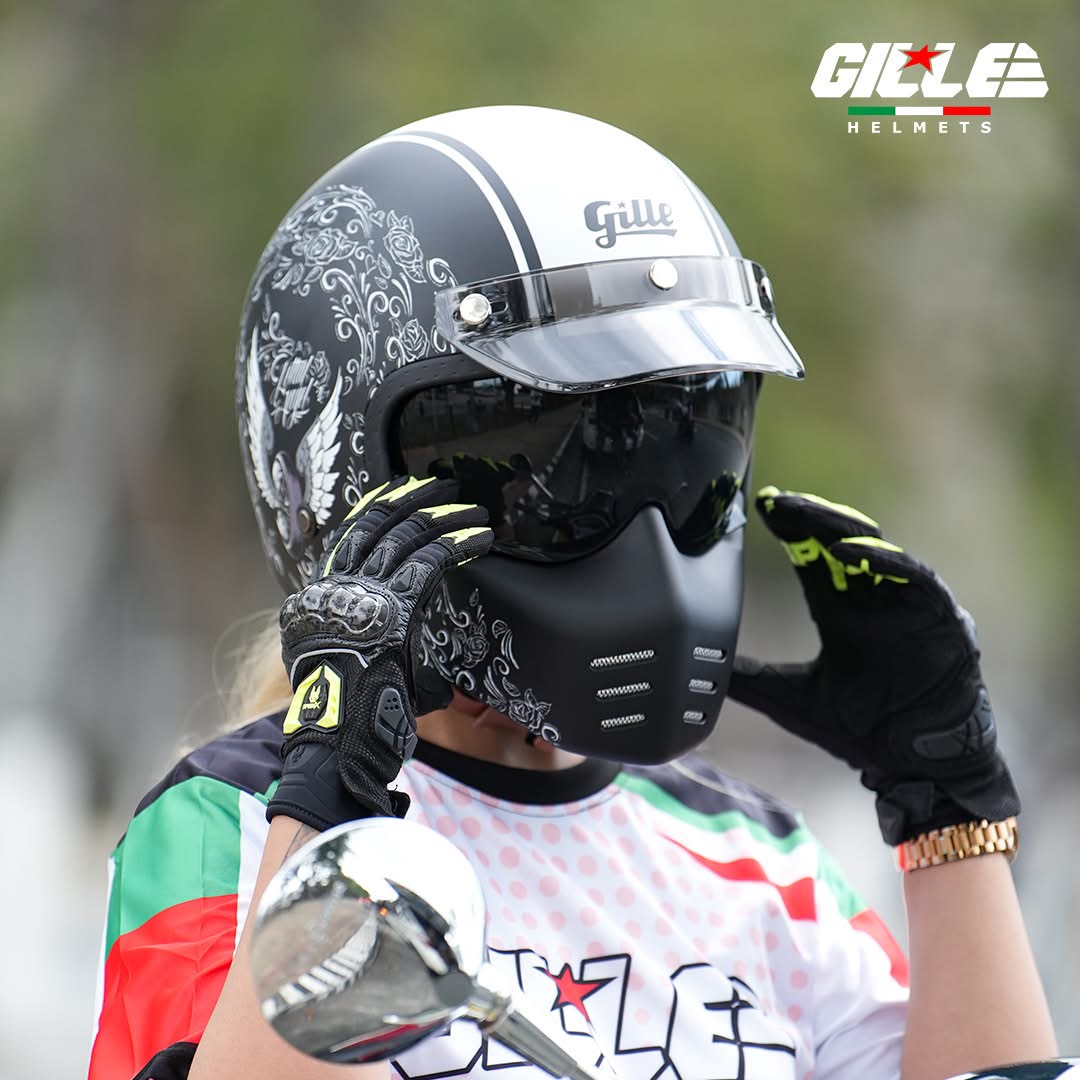 GILLE OP12 VENERY Combined full face helmet Classic Motorcycle Vintage ...