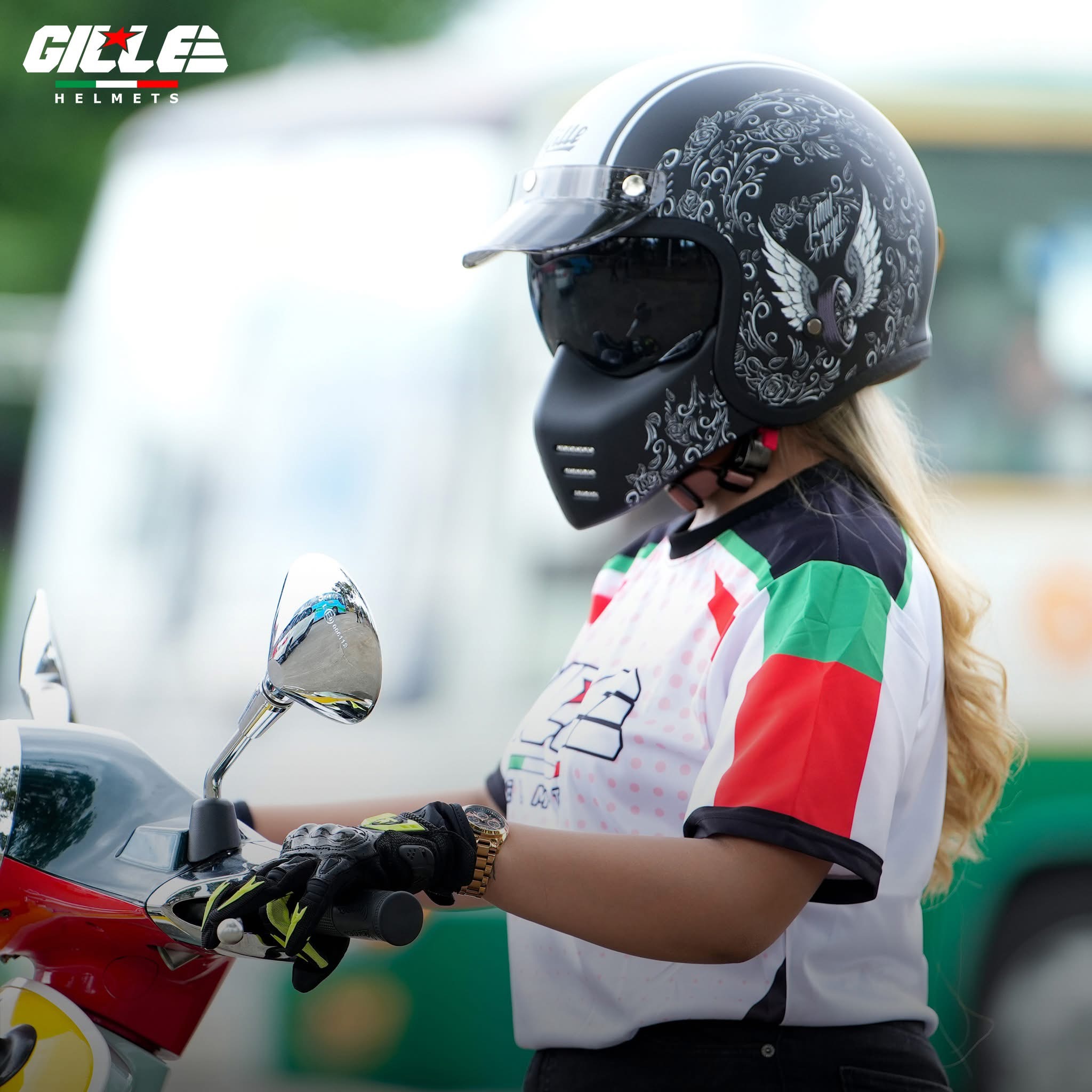 GILLE OP12 VENERY Combined full face helmet Classic Motorcycle Vintage ...