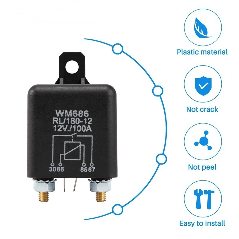 12V 100A Continuous Relay 4-Pin - High-Current SPST Isolator with Stud ...