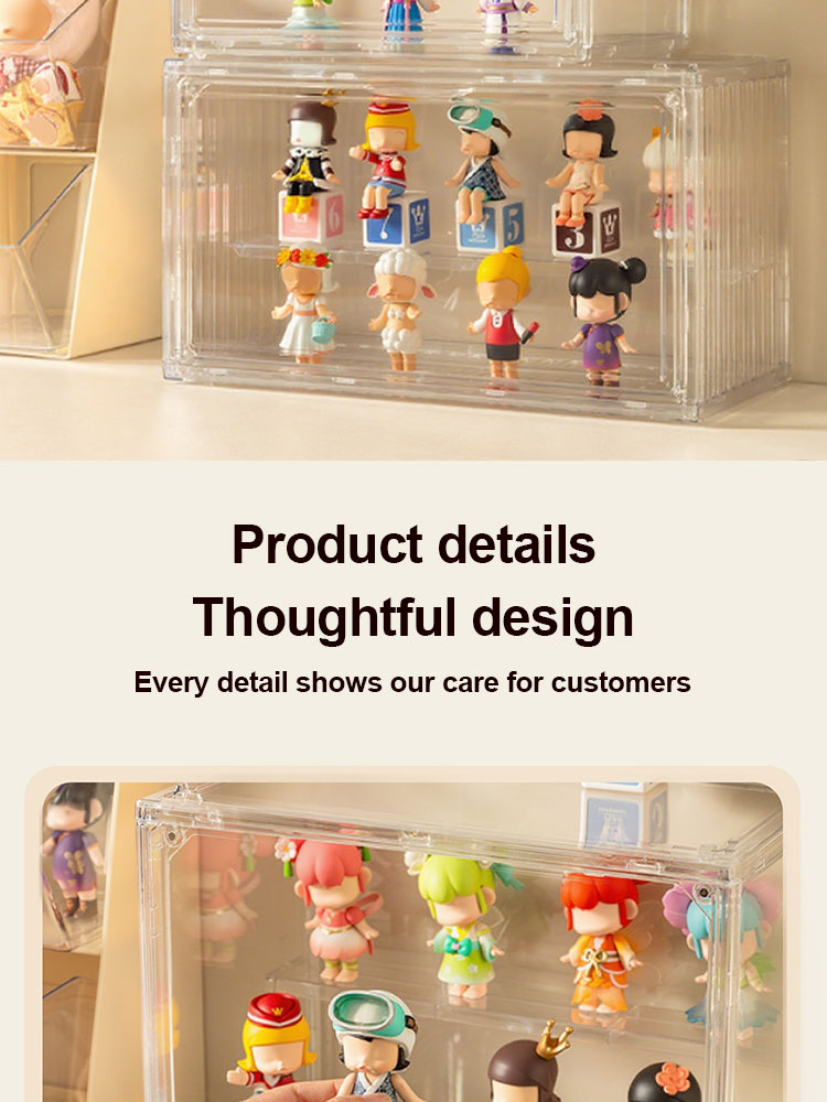 Acrylic Popmart Display Case - Stackable Magnetic Dustproof Organizer ...
