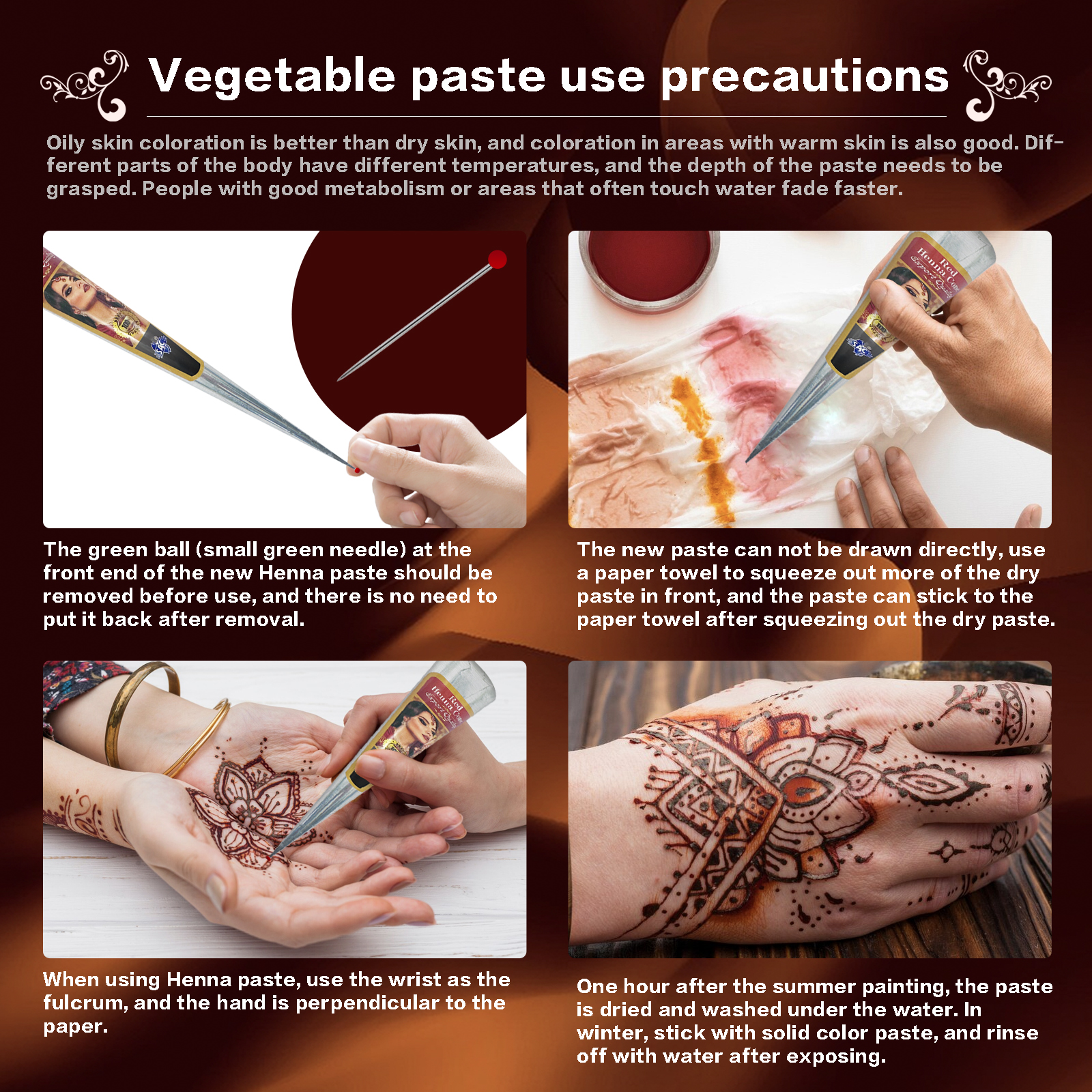 Henna Paste, Temporary Henna Tattoo, Semi-Permanent Henna Tattoo Paste ...