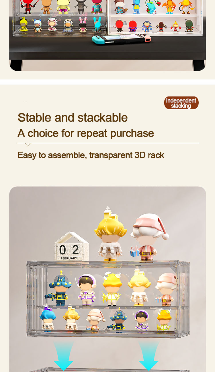 POP MART Display Case Magnetic Acrylic Display Case – Clear Stackable ...
