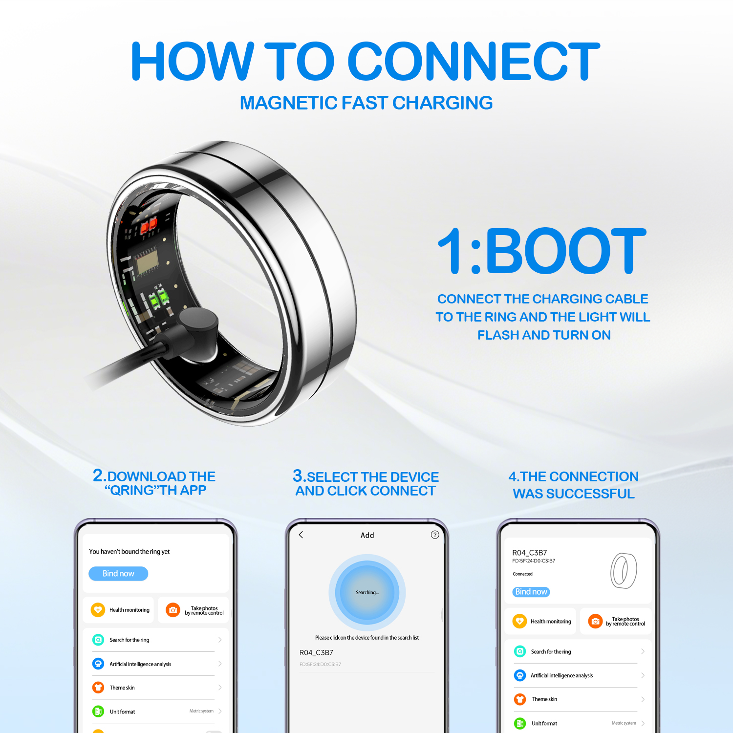 Smart Ring, Sleep Monitoring & Fitness Tracking, Supports Heart Rate ...