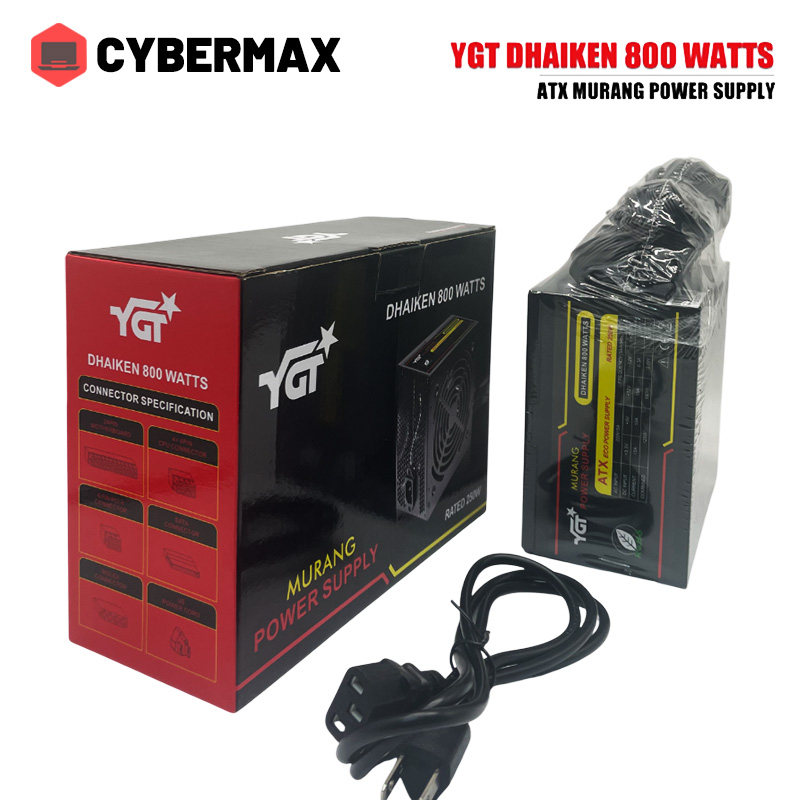 YGT DHAIKEN 800 WATTS ATX Power Supply 4+4Pin CPU Connector Long Wire ...