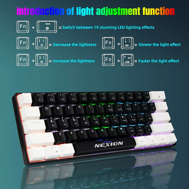 Nexion 61 Keys Wired Mechanical Keyboard RGB Hot Swappable Type-C Mode ...