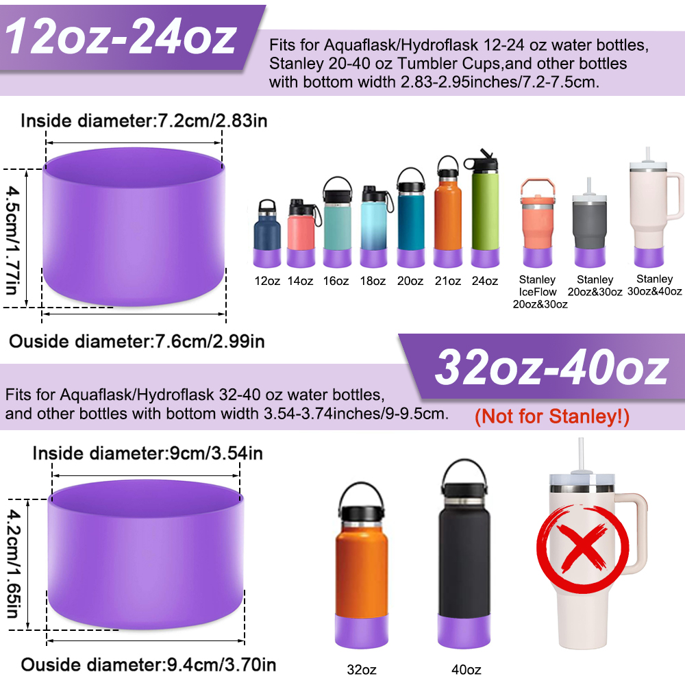 Protective Silicone Boot For Aquaflask And Hydro Flask 12oz-40oz Wide Mouth Water Bottle Bpa ...