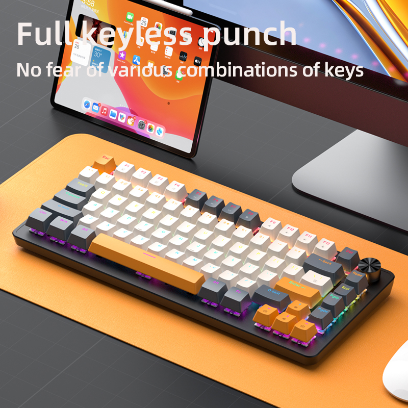 APAYADO K82 Gaming Keyboard Mechanical 82 Keys Knob Full Key Swappable Cool Backlight Wired ...