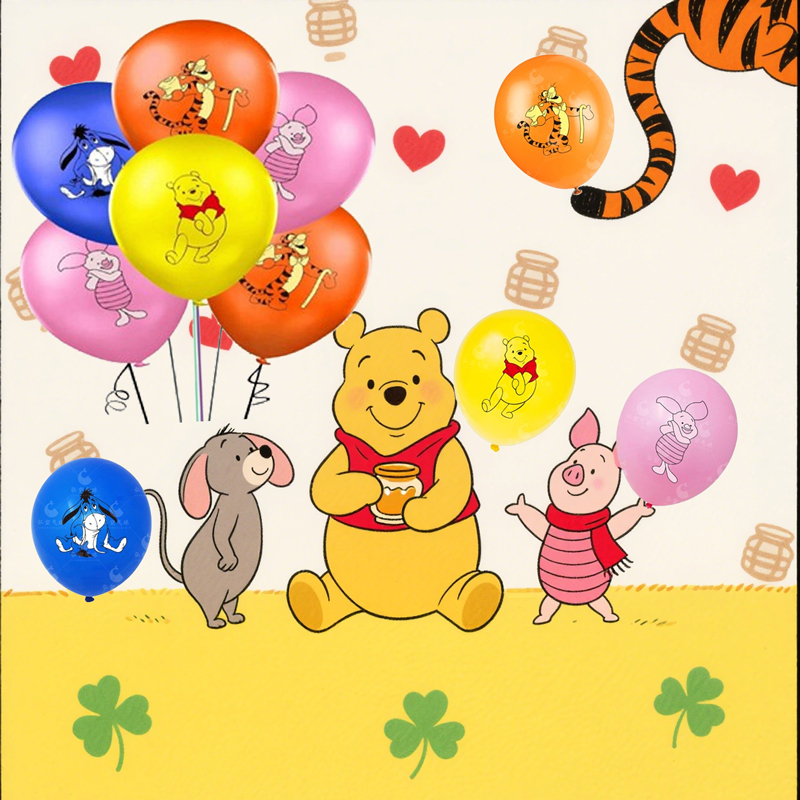 12pcs 12-Inch Tigger & Pooh Latex Balloons – Cartoon-Style Friendship ...