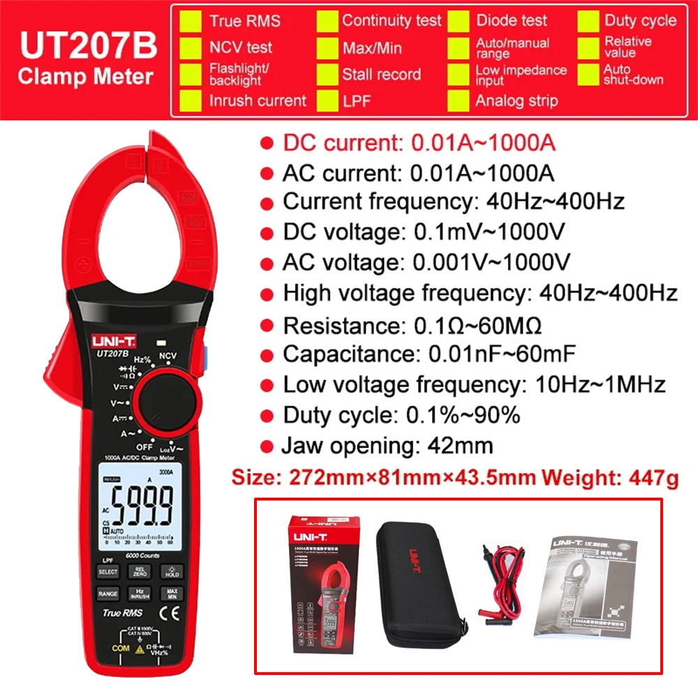 UNI-T UT210E UT210D UT202A+ UT204 Plus UT208B AC DC Current Meter ...