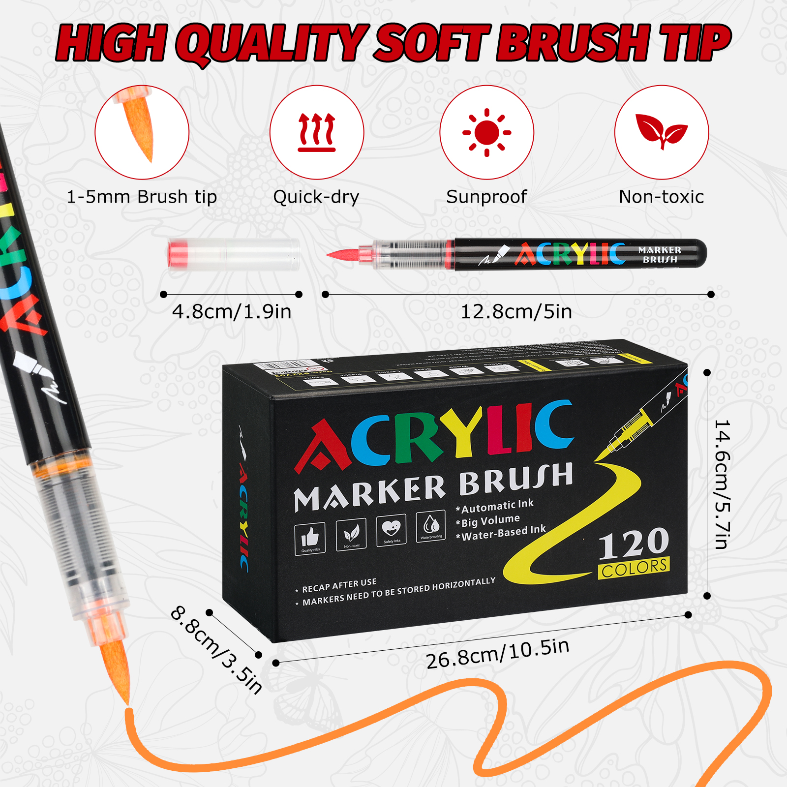 36/48/60/80/120 Colors Direct-liquid Acrylic Marker Pen set Soft Brush ...