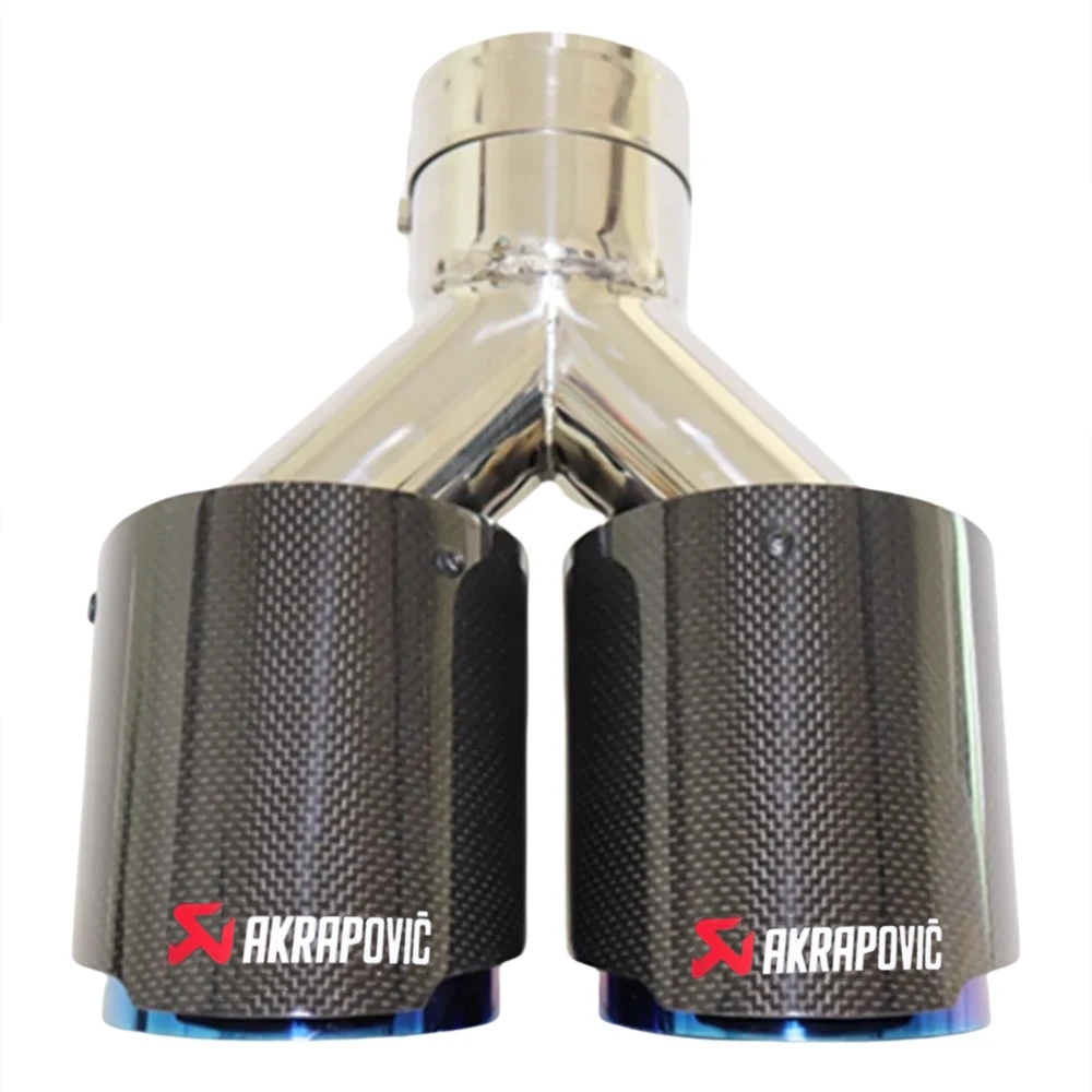 Akrapovic Car Carbon Fiber Glossy Muffler Tip Y Shape Double Exit ...