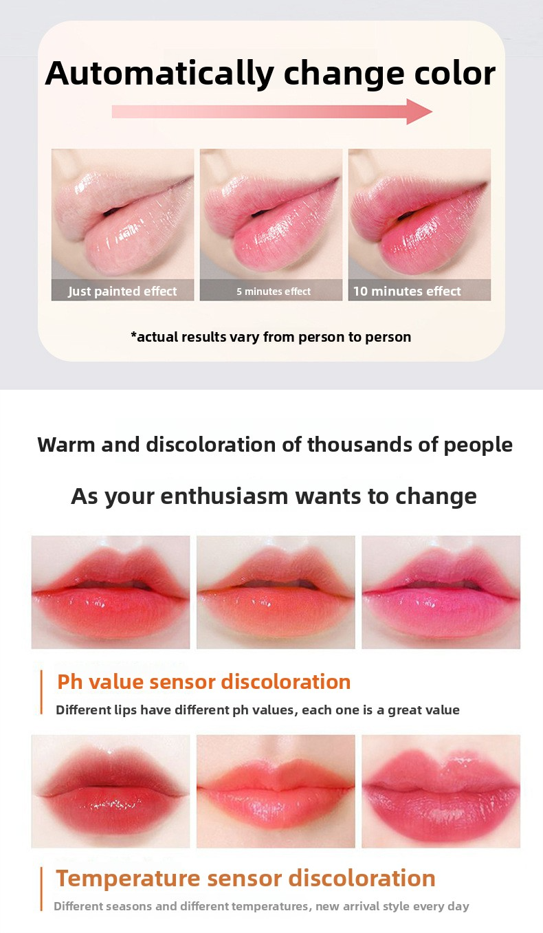 YZS Fresh Flower Gold Foil Essence Temperature Changing Lip Balm Color ...