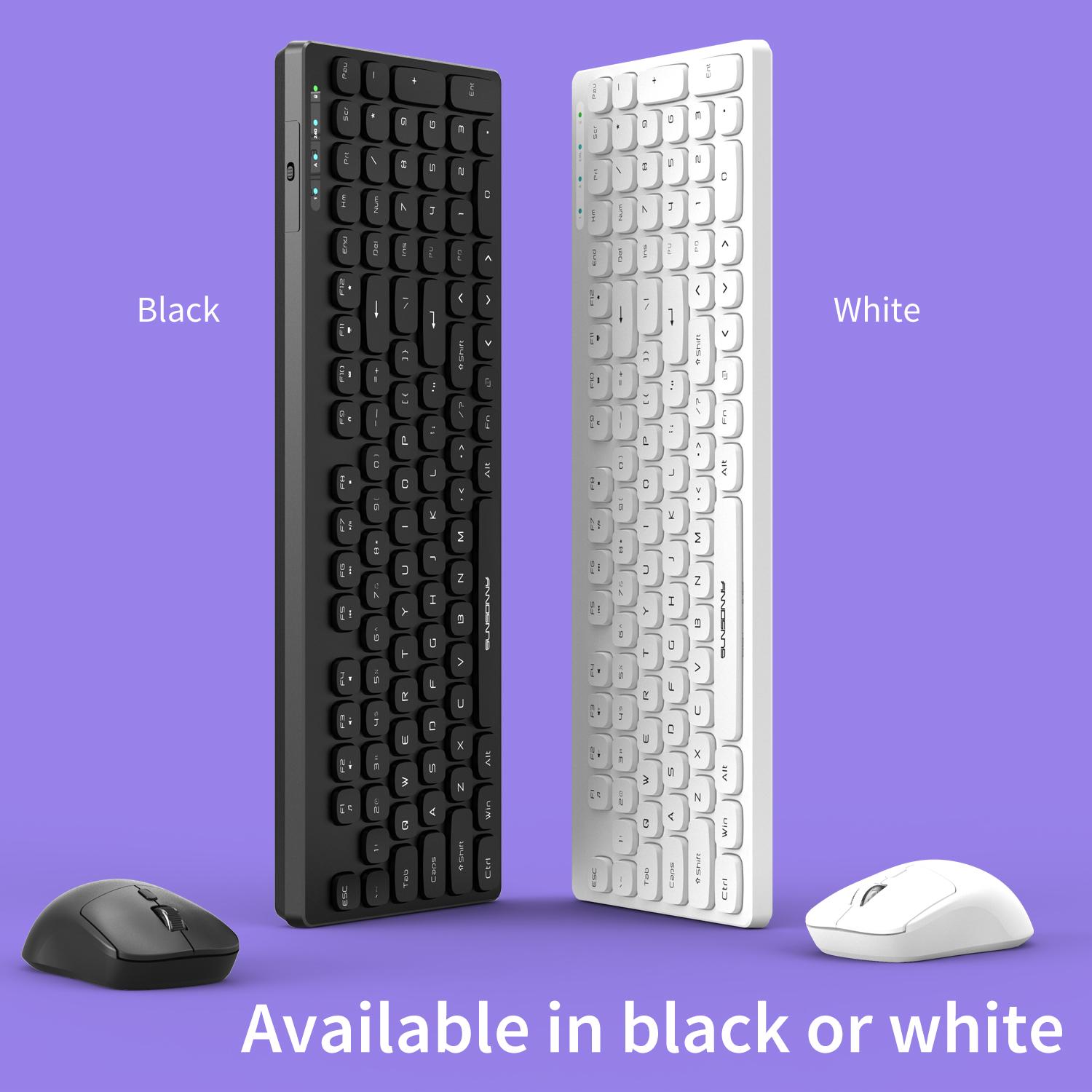 SUNSONNY Wireless Keyboard and Mouse Set Chocolate Silent Office Typing ...
