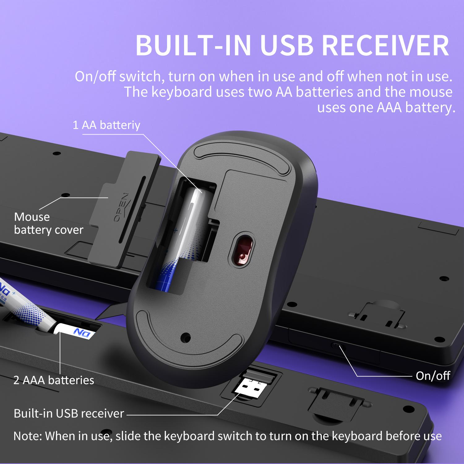 SUNSONNY Wireless Keyboard and Mouse Set Chocolate Silent Office Typing ...