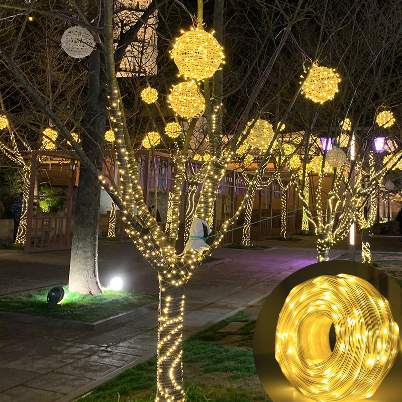 24v Low-Voltage Plug-In LED Solar Leather Line String Lights Outdoor ...