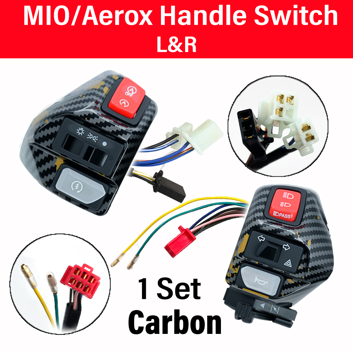 1Pair Domino Handle Switch With Hazard Light Switch For Aerox / MIO ...