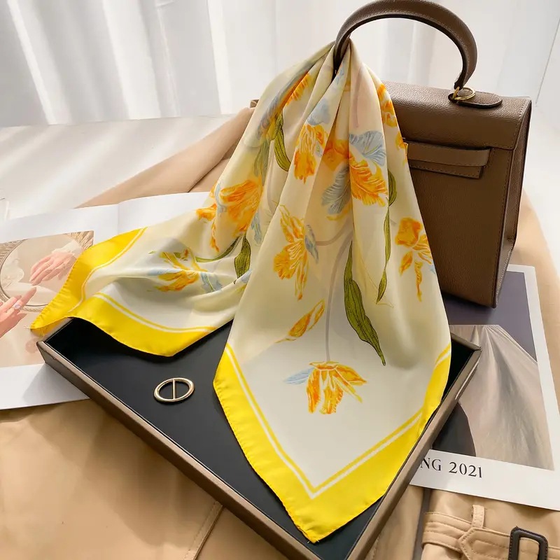 Fashionable and versatile high-end 70cm square scarf Korean version ...