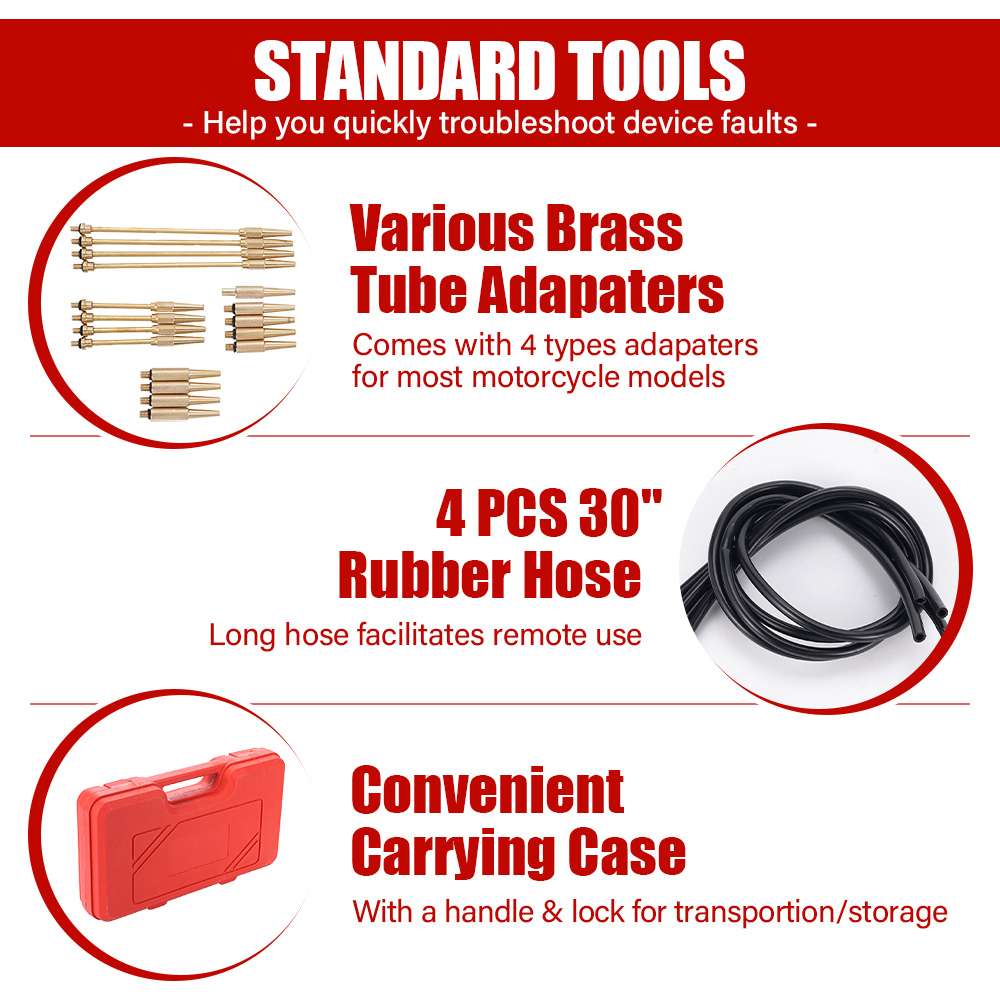 Vacuum Carburetor Synchronizer Carb Tool sync 4 Gauge Set with Rubber ...