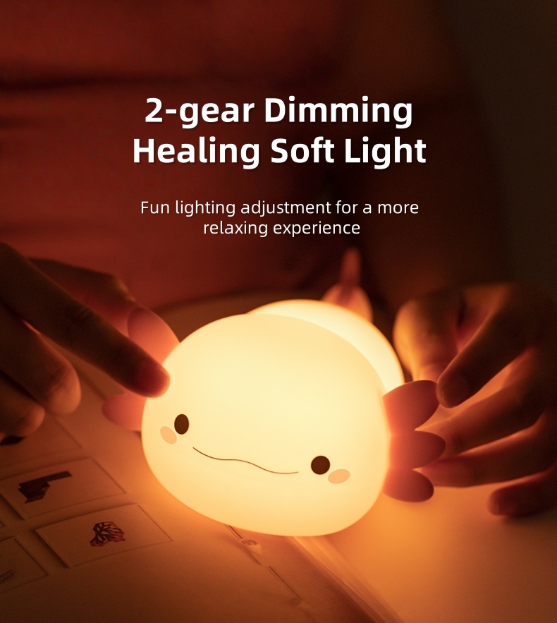 Thunlit Axolotl Lamp 2-gear Dimmable Cute Soft Silicone 6-horn Dinosaur ...