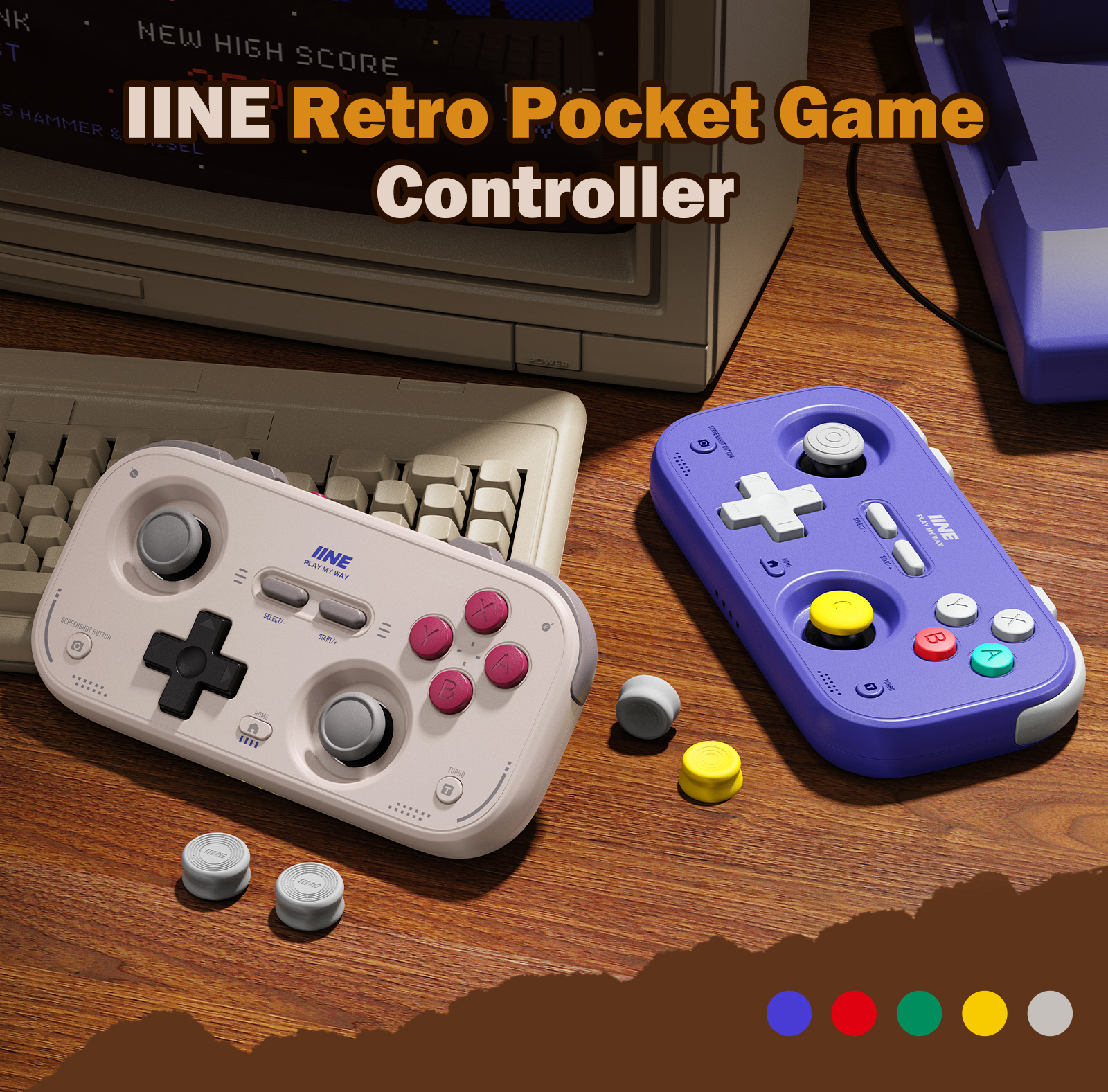 IINE Retro Pocket Game Controller/Compact & Portable Hall Joysticks ...